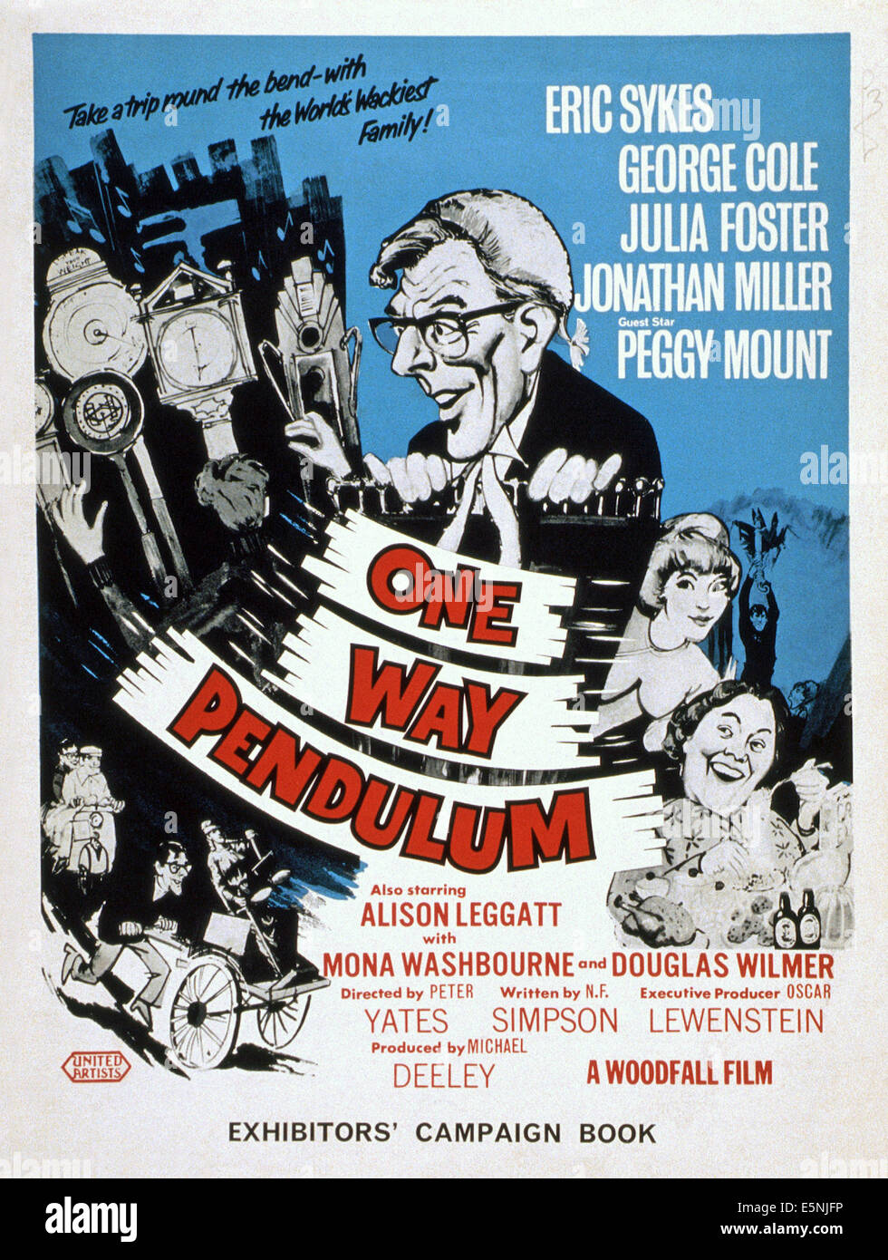 ONE WAY PENDULUM, US poster, Erie Sykes (top), Peggy Mount (bottom ...
