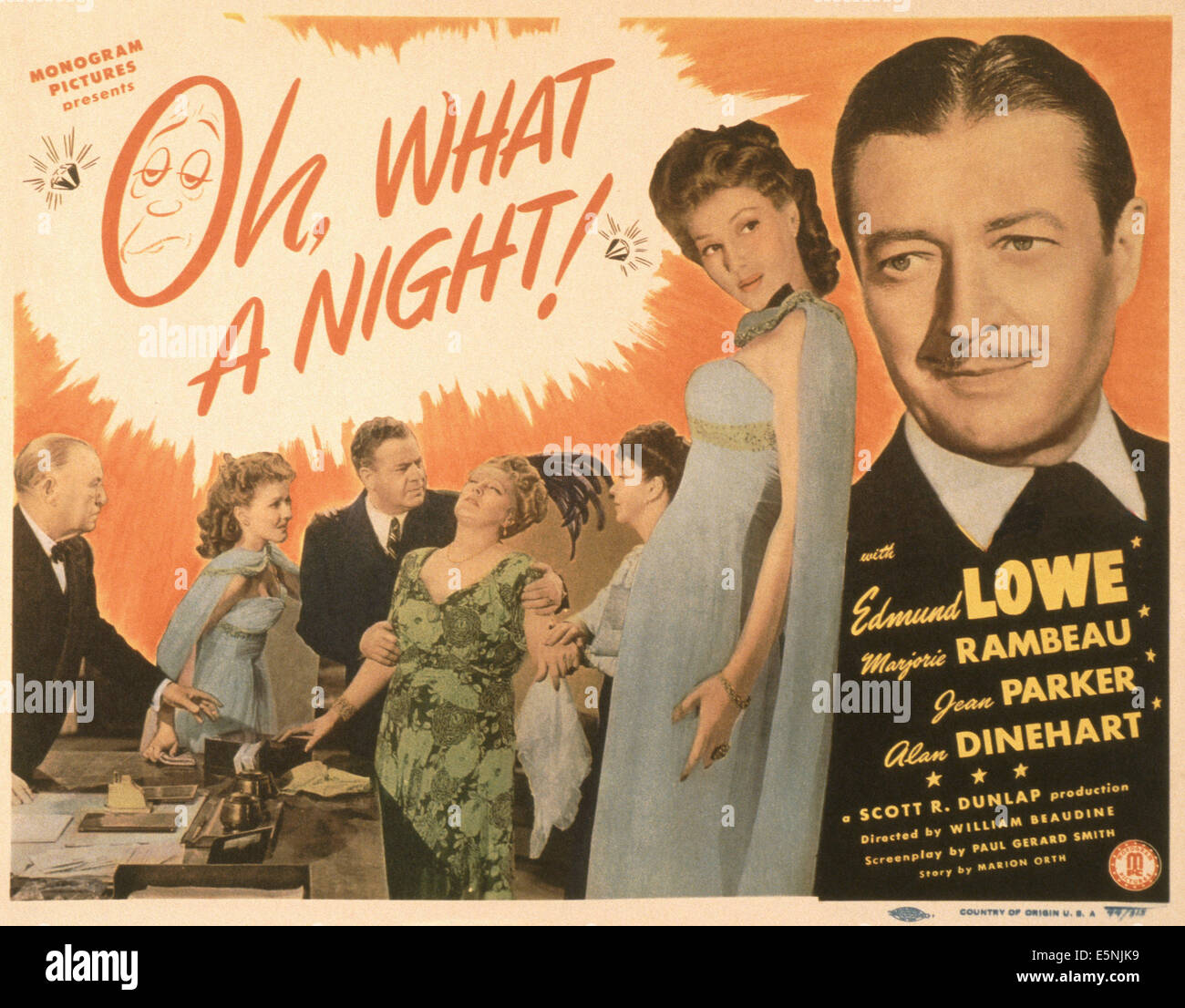OH, WHAT A NIGHT, US poster, left from second left: Jean Parker, Alan ...