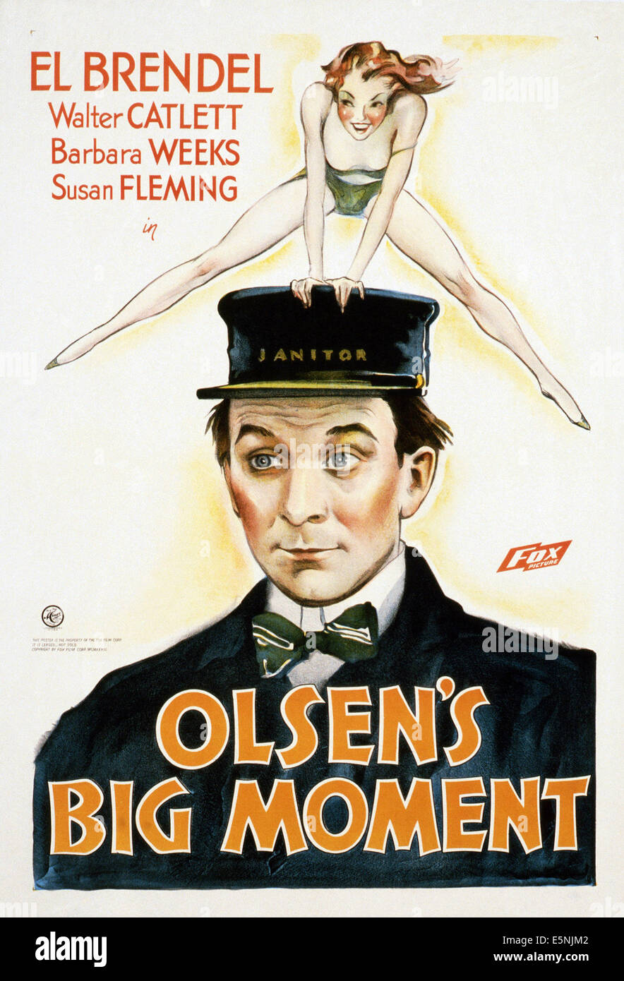 OLSEN'S BIG MOMENT, US poster, El Brendel, 1933. ©Fox Film Corporation ...