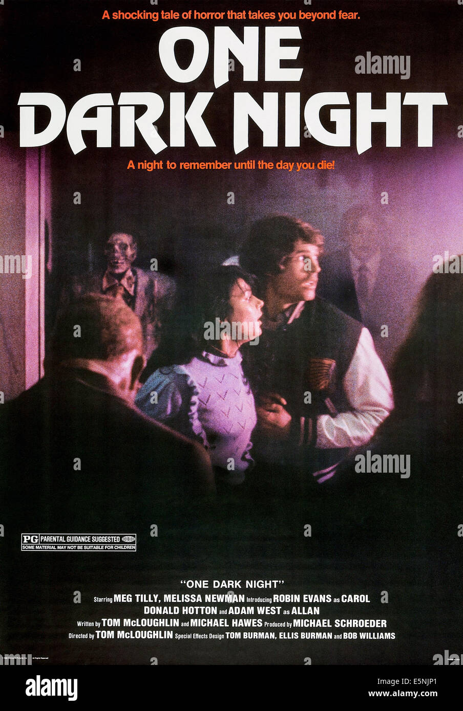 ONE DARK NIGHT, US poster, Meg Tilly (center), 1982. ©Comworld Pictures ...