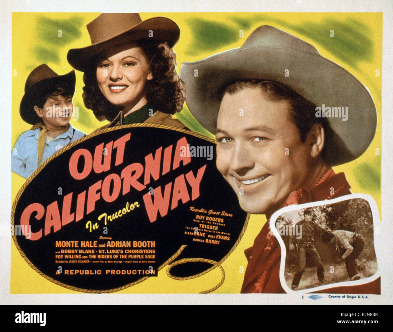 OUT CALIFORNIA WAY, US lobbycard, from left: Robert Blake, Adrian Booth ...