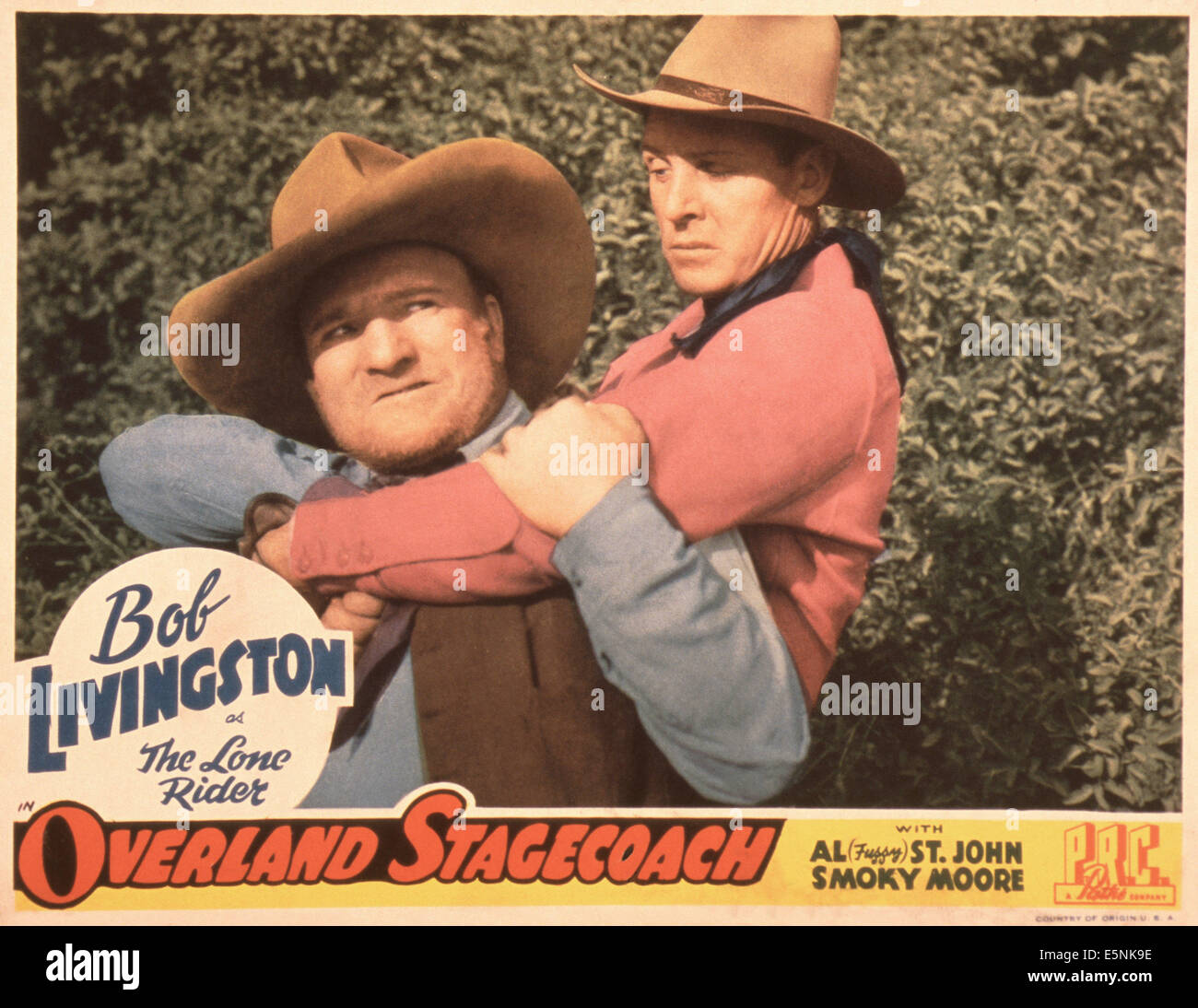 OVERLAND STAGECOACH, US lobbycard, Bob Livingston (right), 1942 Stock ...