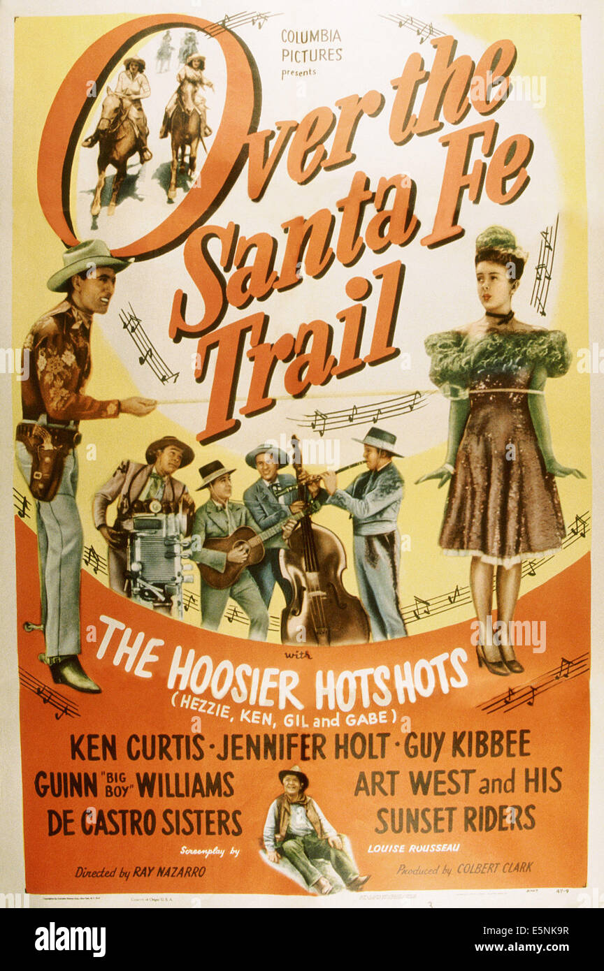 OVER THE SANTA FE TRAIL, US poster, center from left: Ken Curtis, the ...