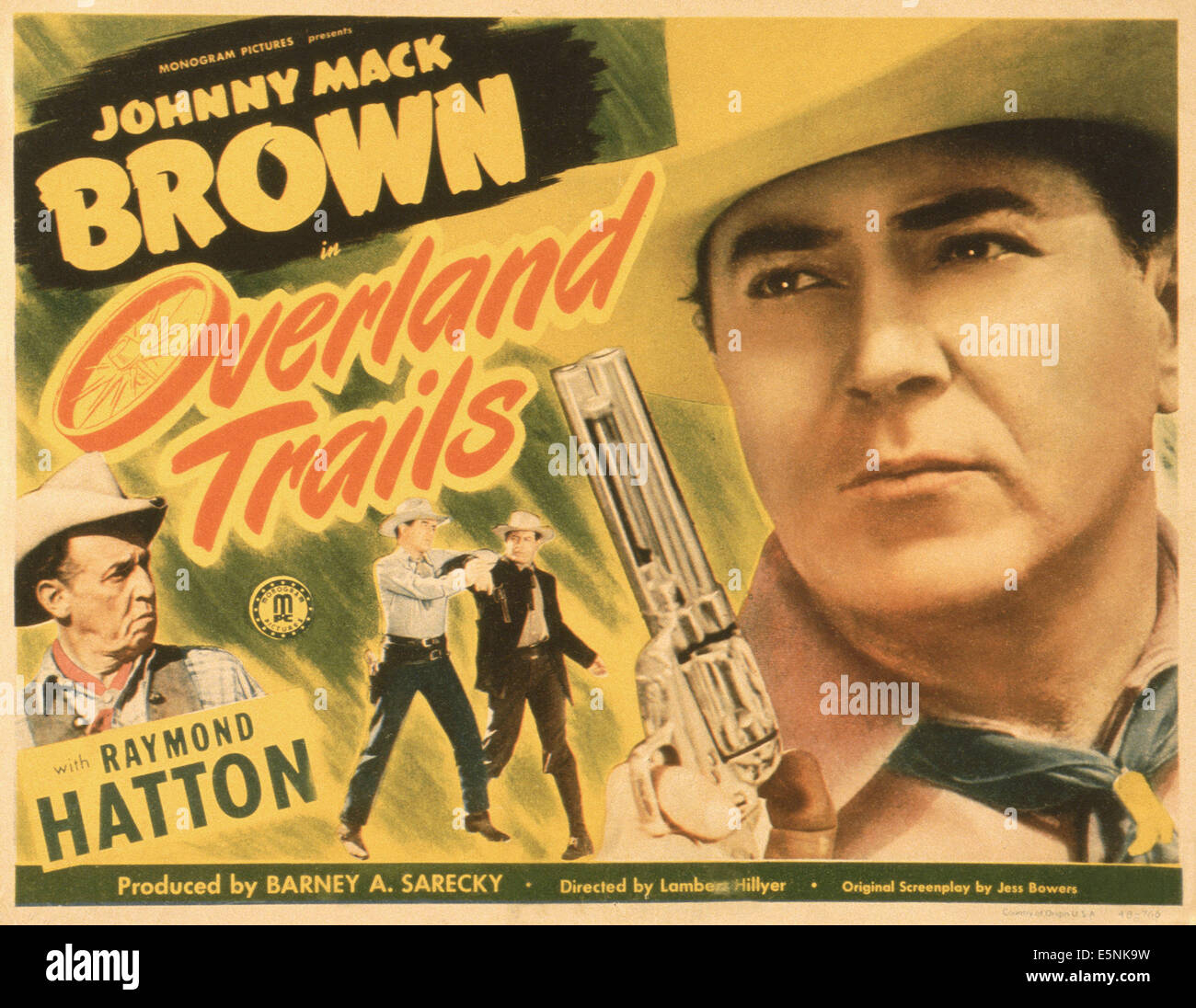 OVERLAND TRAILS, US poster, from left: Raymond Hatton, Johnny Mack ...