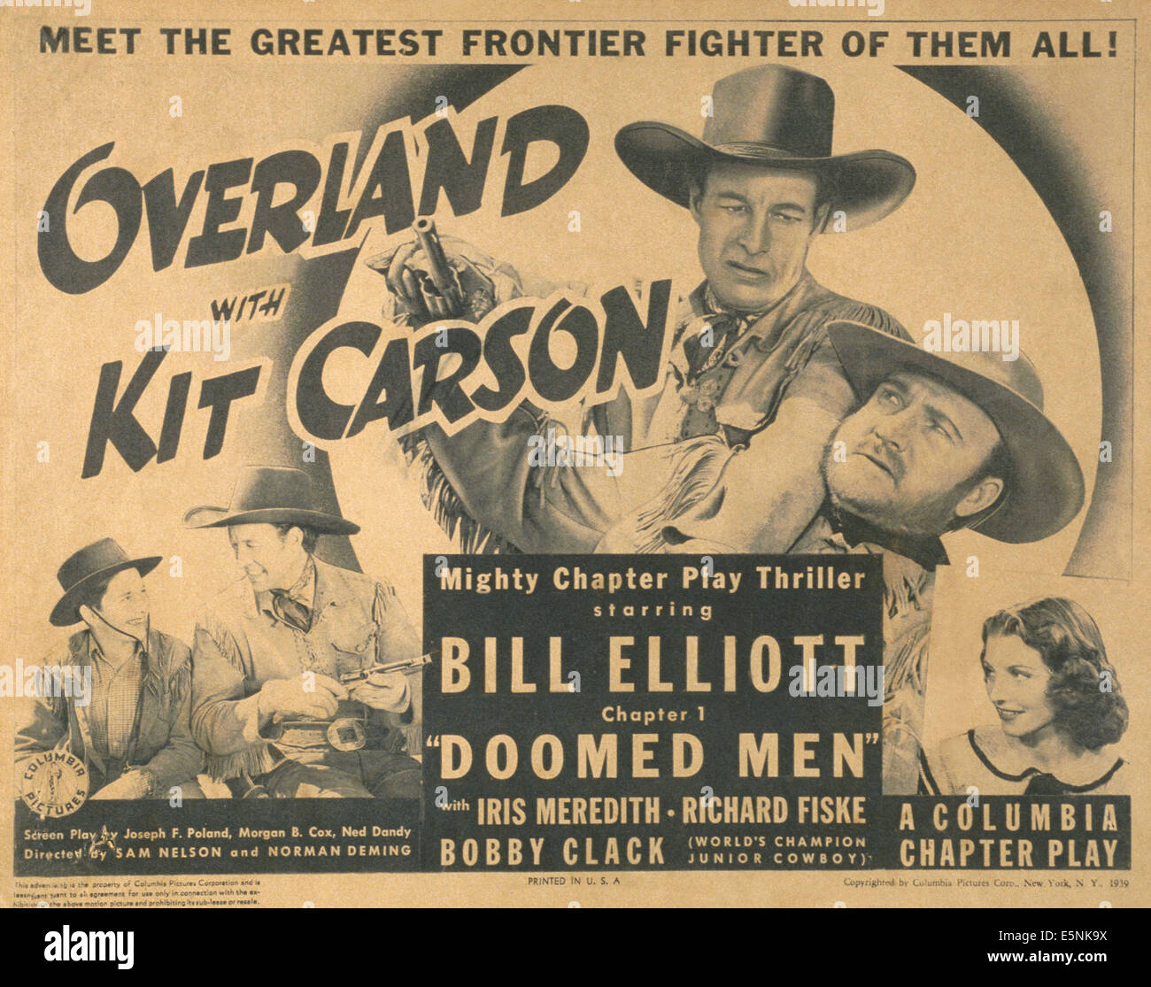 OVERLAND WITH KIT CARSON, US poster, bottom from left: Bobby Clack, Bill Elliott, Iris Meredith ...