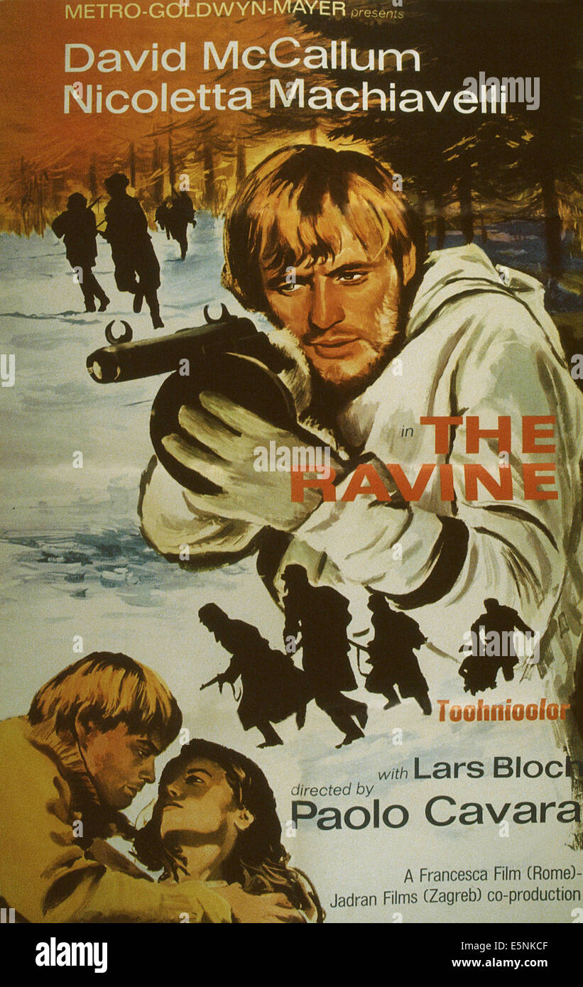 THE RAVINE, (aka LA CATTURA), US poster, David McCallum (top), bottom ...