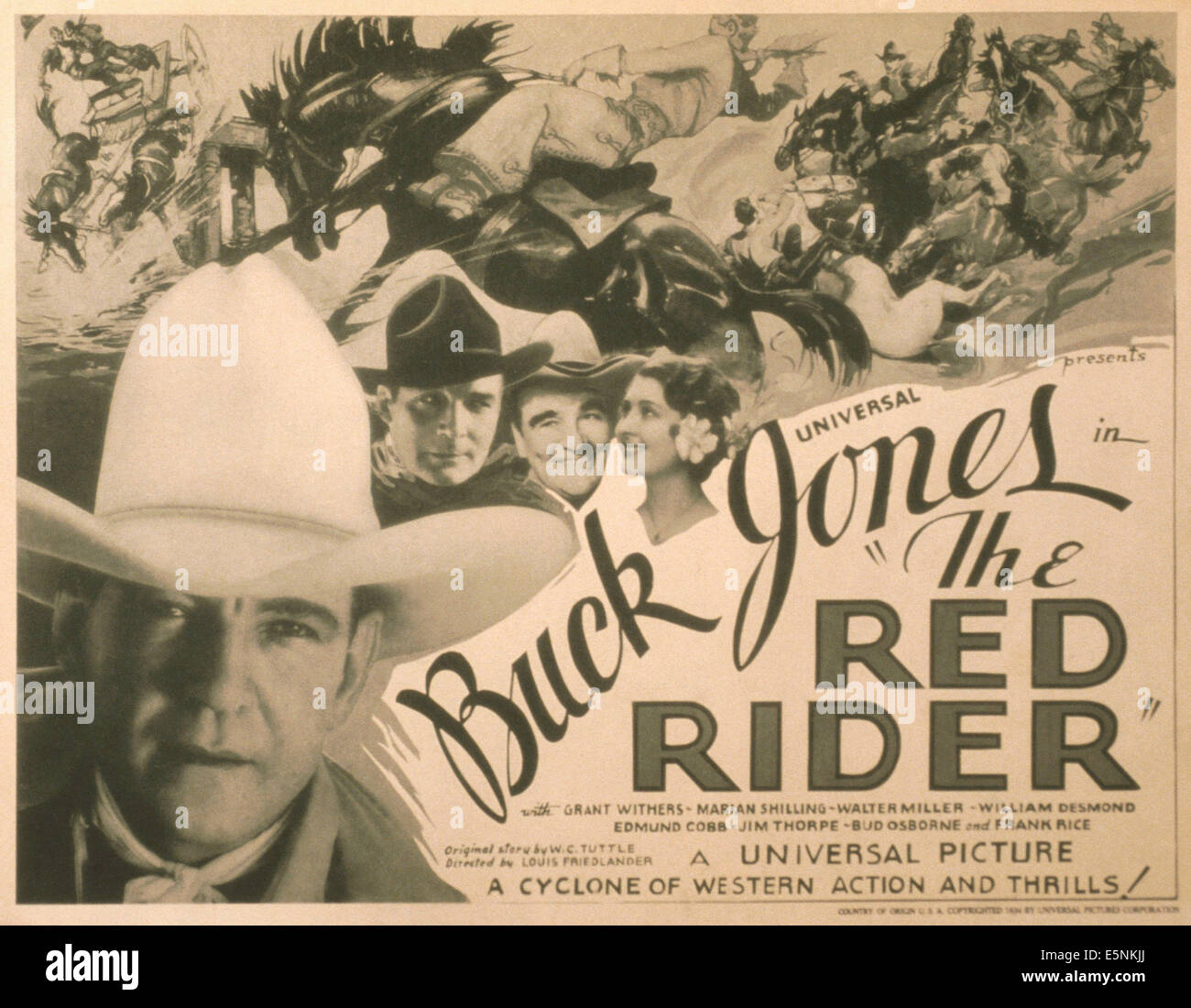 THE RED RIDER, US poster, from left: Buck Jones, Walter Miller, William ...
