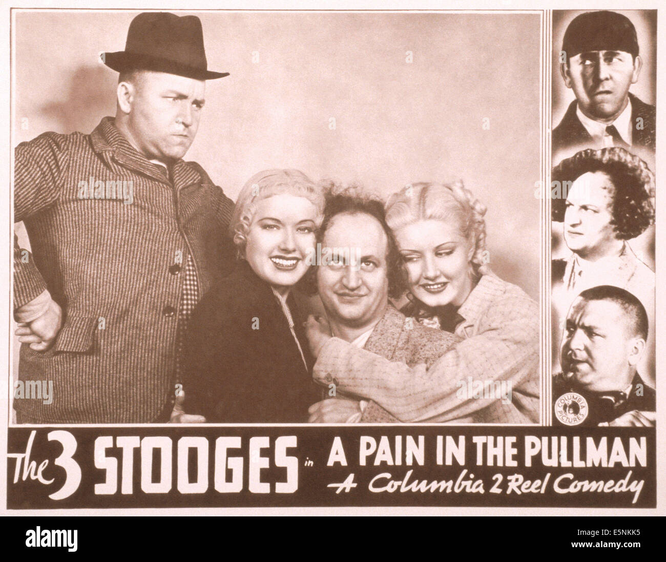 A PAIN IN THE PULLMAN, US lobbycard, Curley Howard (standing left ...