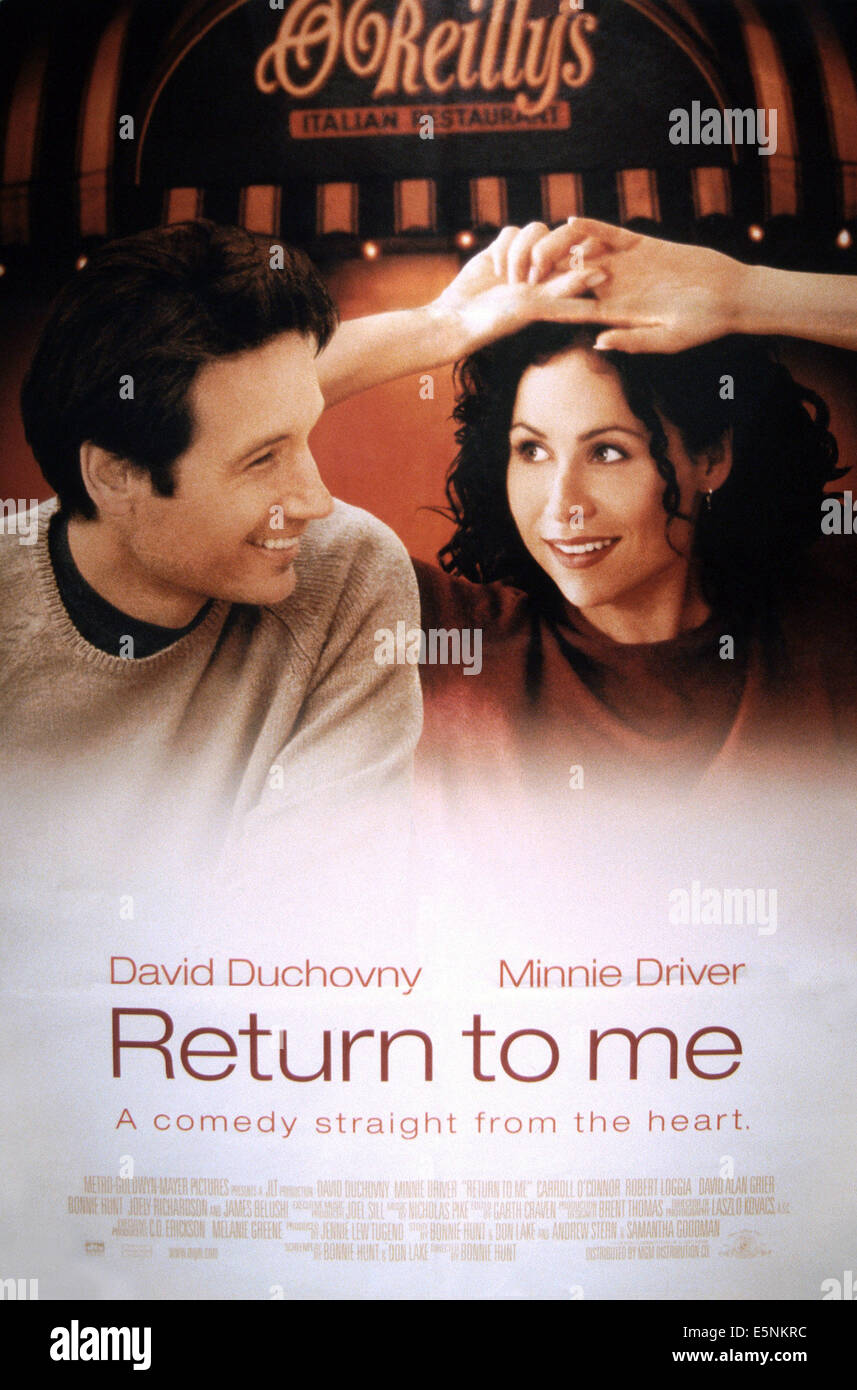 RETURN TO ME, US poster, from left: David Duchovny, Minnie Driver, 2000 ...