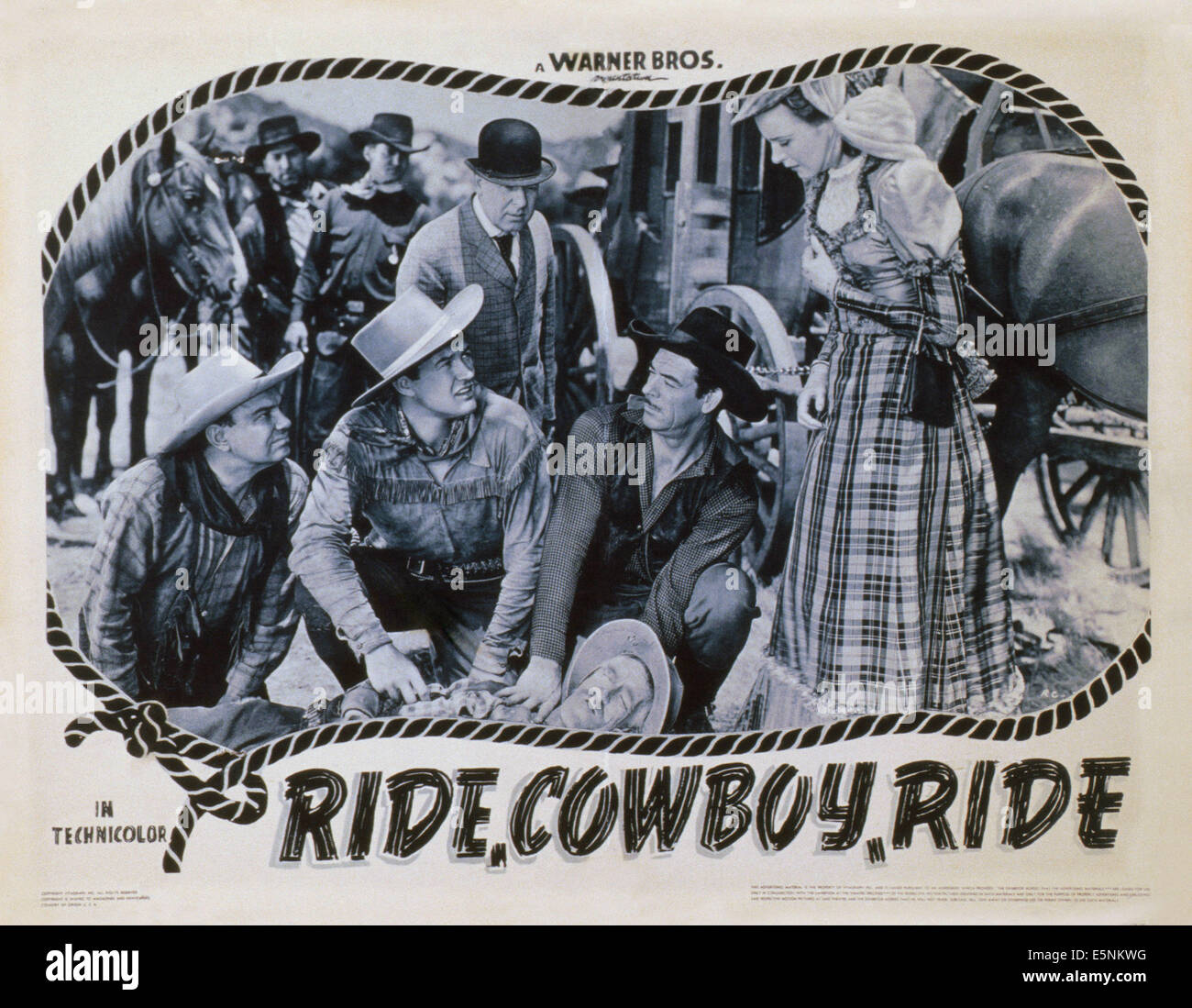 RIDE, COWBOY, RIDE, US lobbycard, Cliff Edwards, Dennis Morgan, Glenn ...