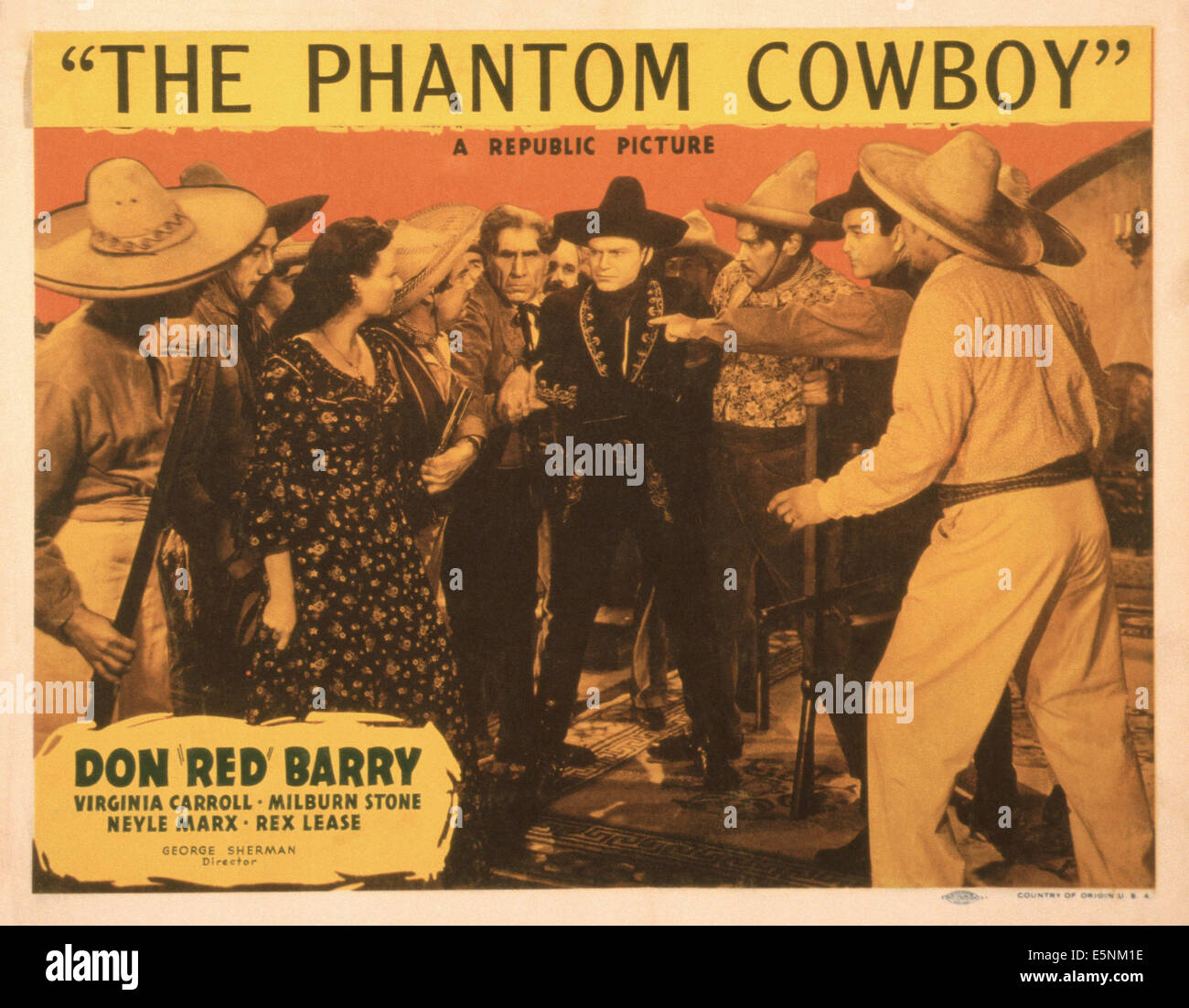 THE PHANTOM COWBOY, US lobbycard, Don 'Red' Barry (in custody center ...