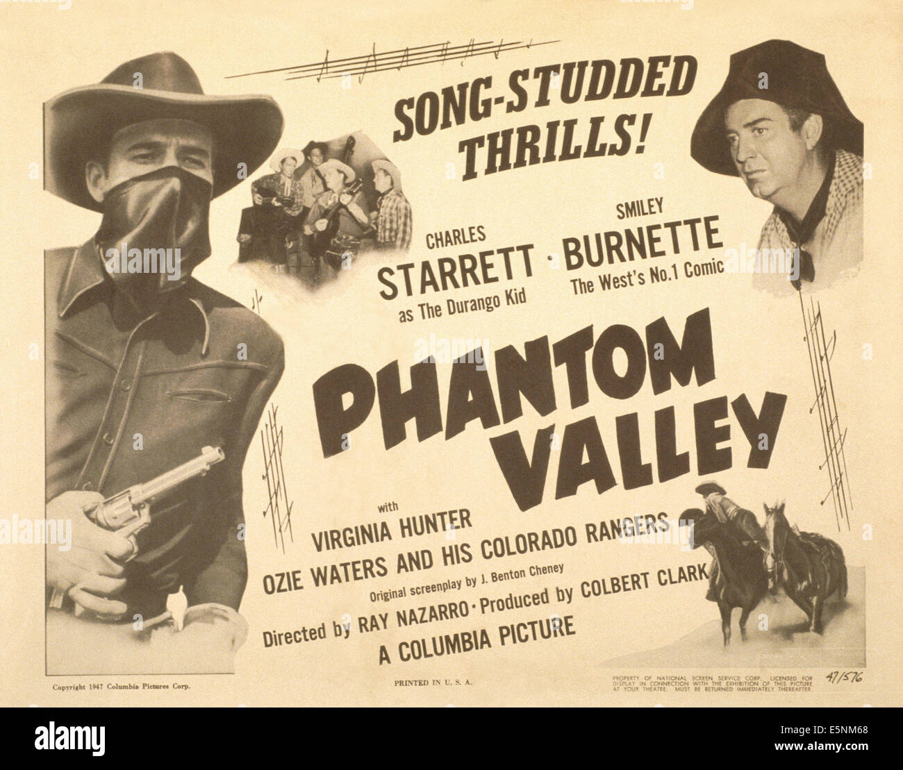 PHANTOM VALLEY, US poster, Charles Starrett (left), Smiley Burnette ...