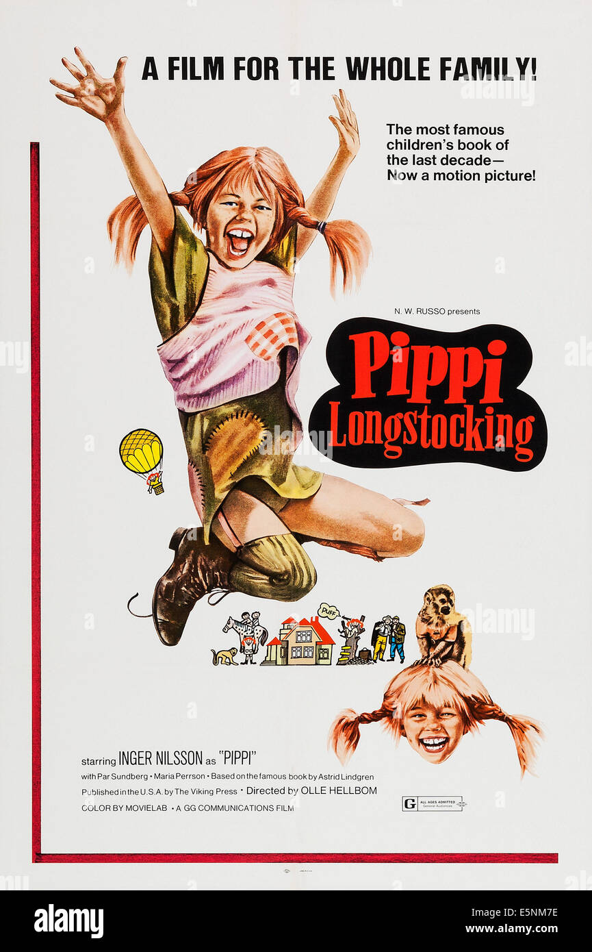 PIPPI LONGSTOCKING, (aka PIPPI LANGSTRUMP), US poster, Inger Nilsson ...