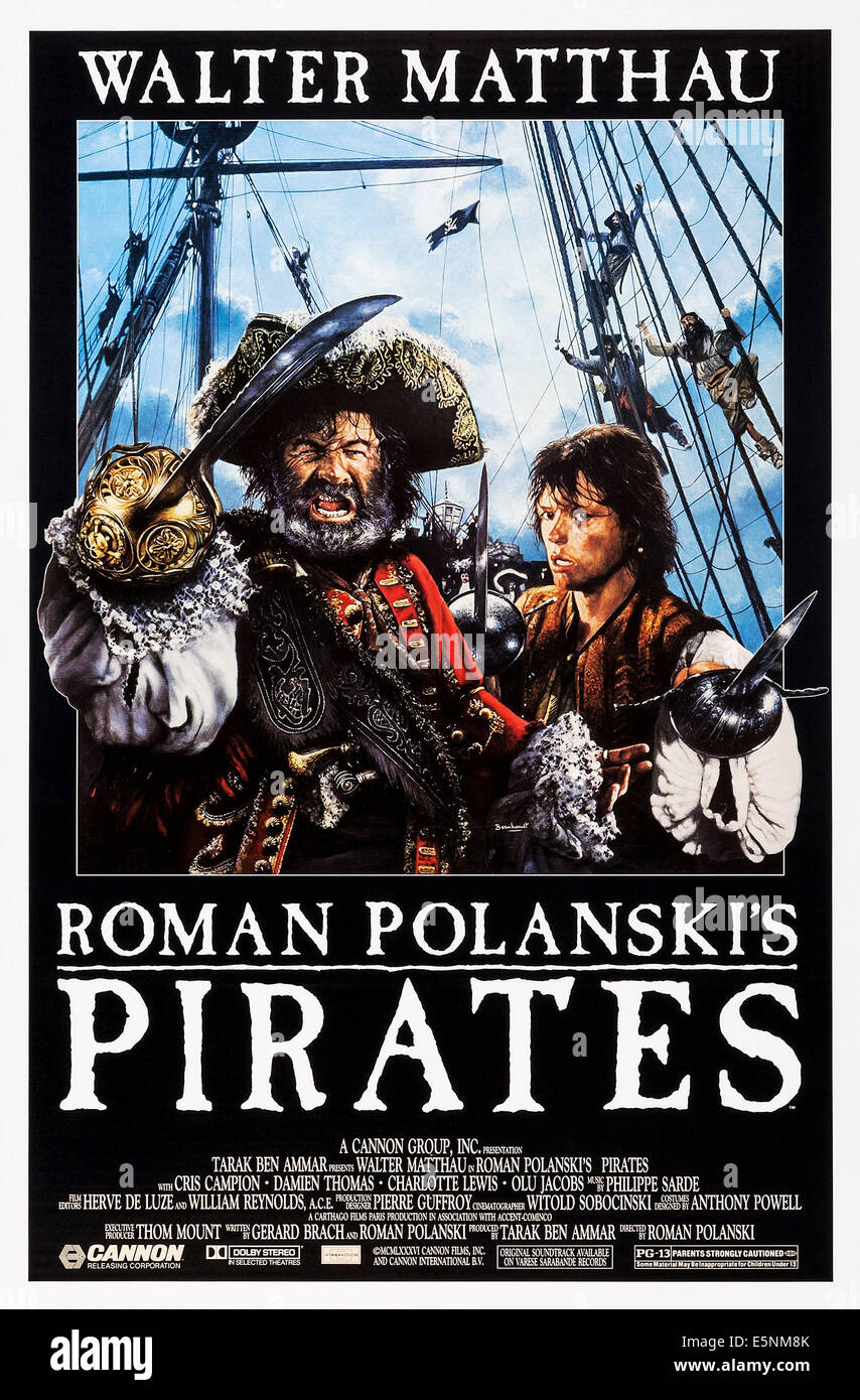 PIRATES, US poster, from left: Walter Matthau, Cris Campion, 1986 ...