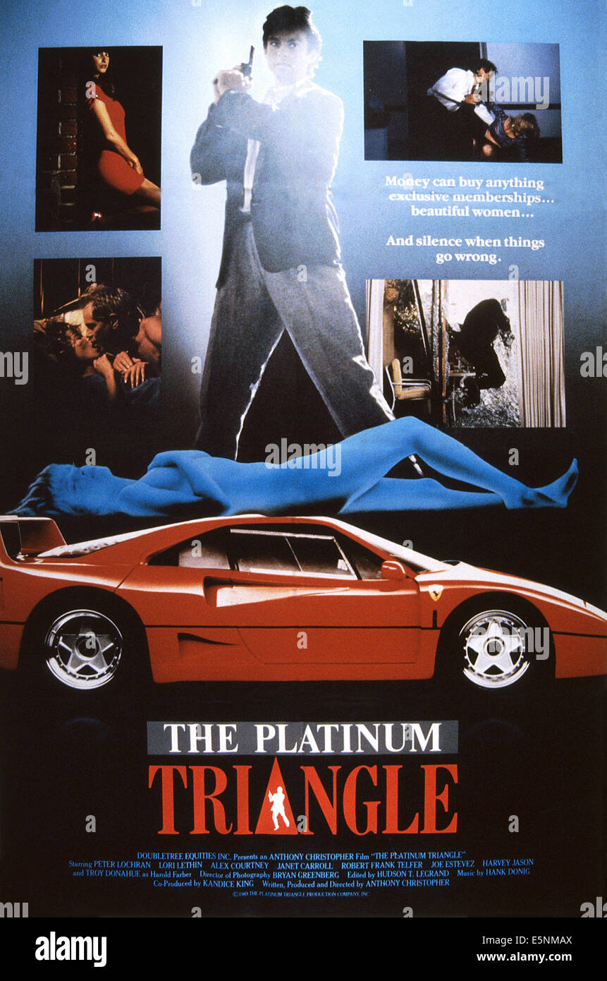 THE PLATINUM TRIANGLE, US poster, Peter Lochran (gun), 1989, © Overseas ...