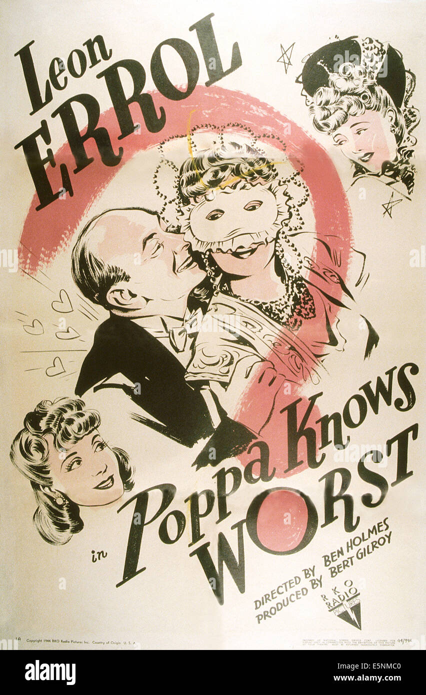 POPPA KNOWS WORST, US poster, from left: Claire Carleton, Leon Errol ...