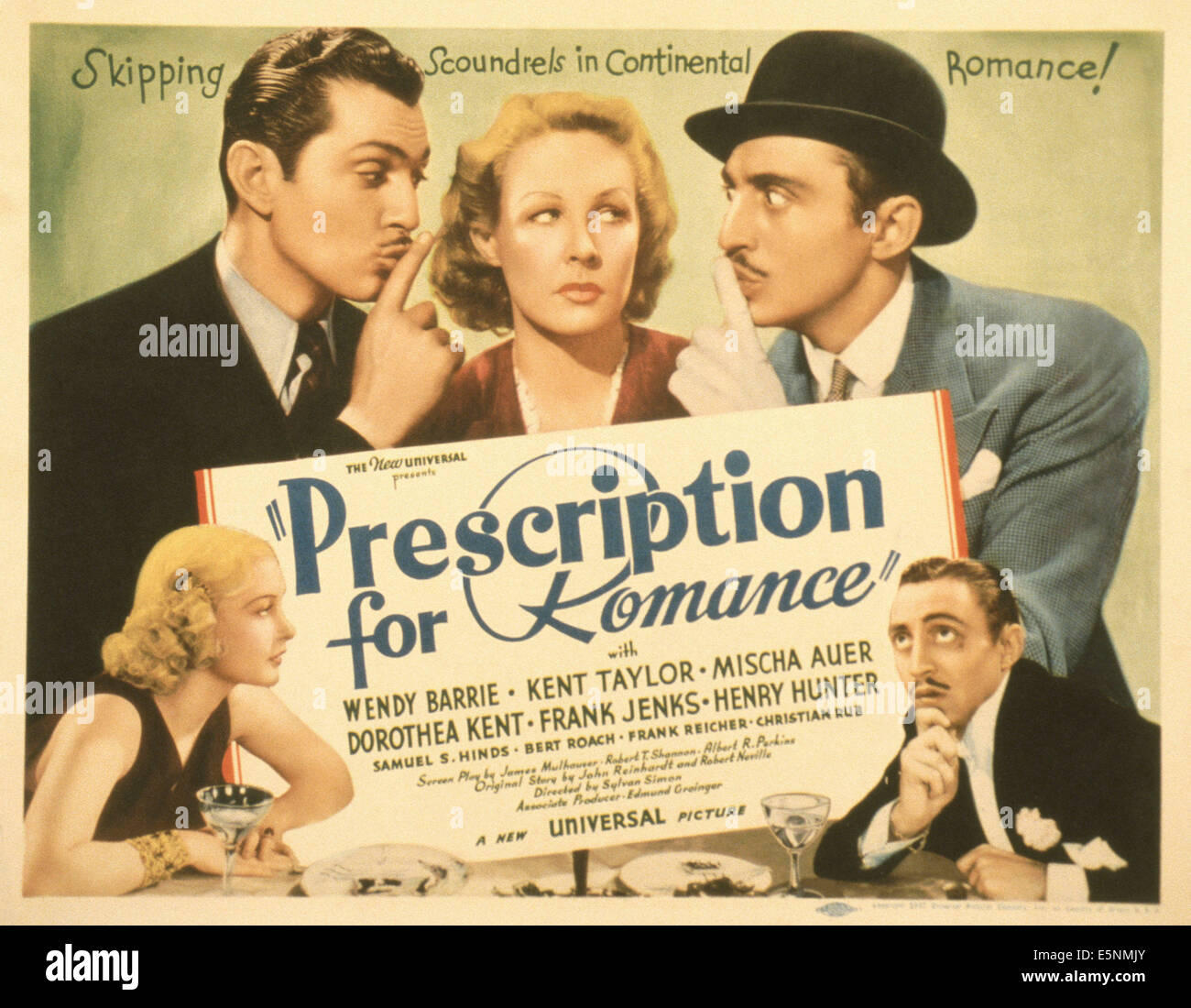 PRESCRIPTION FOR ROMANCE, US poster, top from left: Kent Taylor, Wendy Barrie, Mischa Auer ...