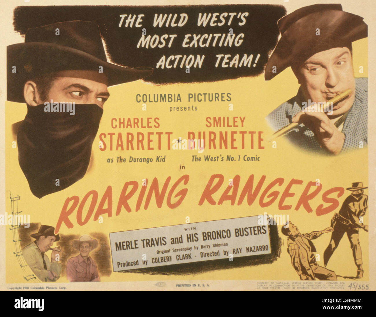 ROARING RANGERS, US poster, top from left: Charles Starrett, Smiley ...