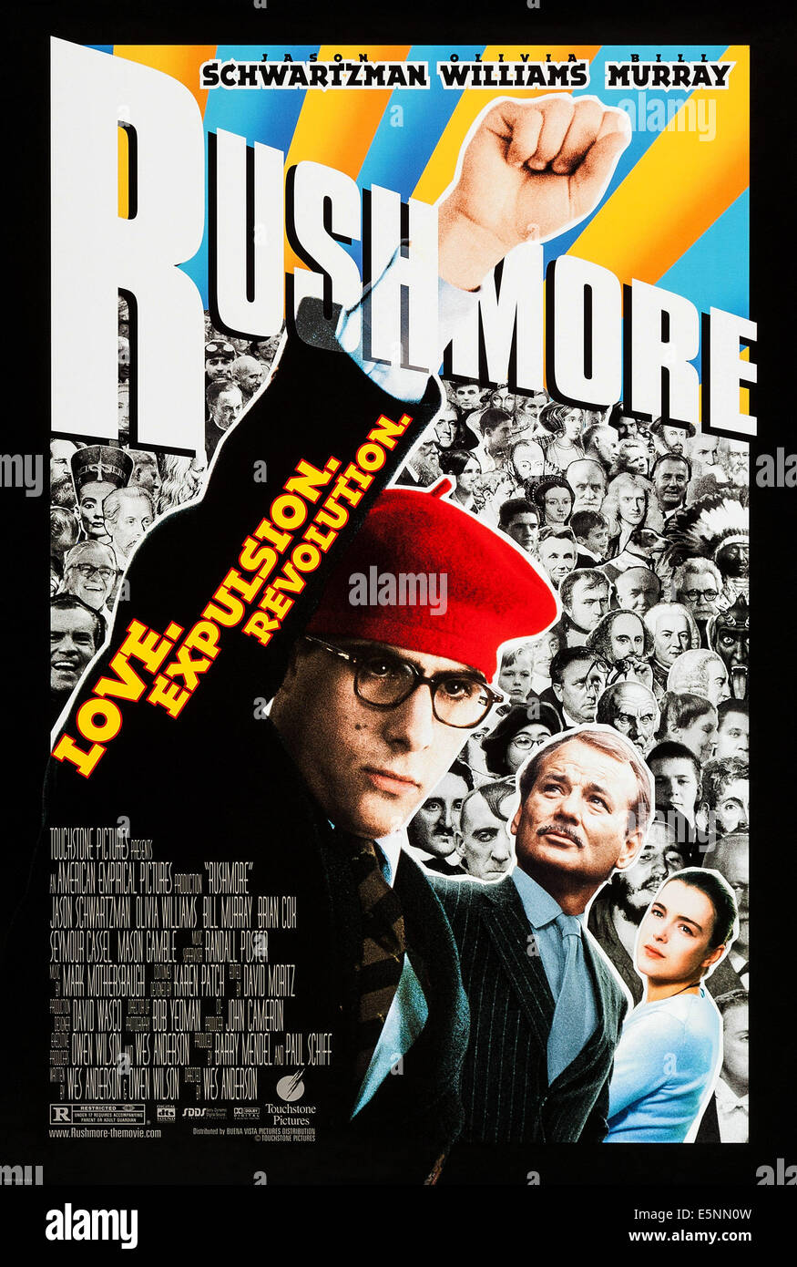 RUSHMORE, US poster, from left: Jason Schwartzman, Bill Murray, Olivia ...