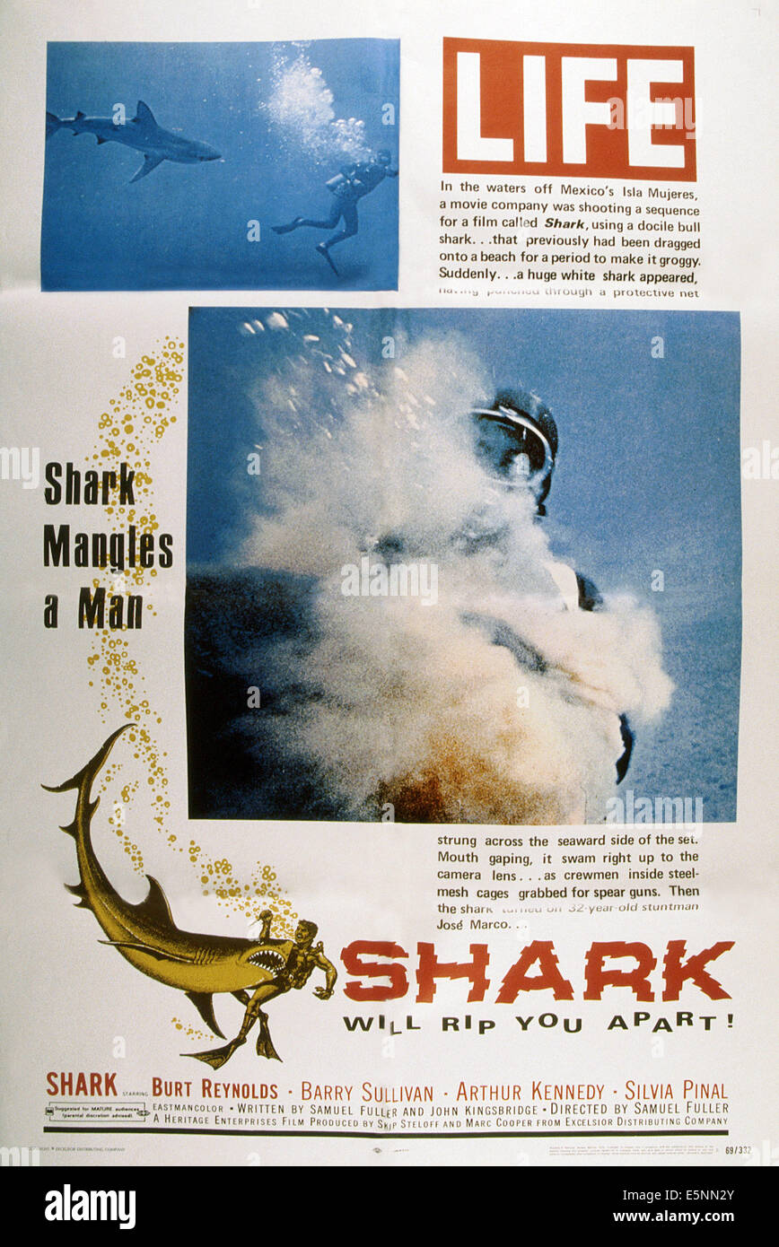 SHARK!, (aka CAINE), US poster, Burt Reynolds, 1969 Stock Photo - Alamy