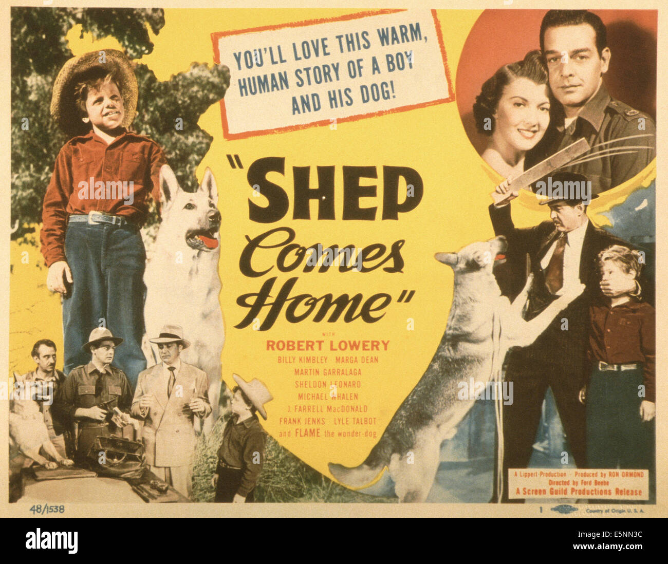 SHEP COMES HOME, US poster, top from left: Billy Kimbley, Margia Dean ...