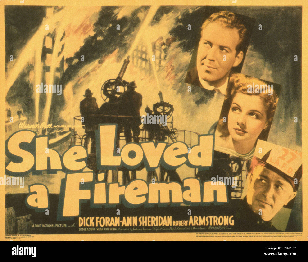SHE LOVED A FIREMAN, US poster, from top: Dick Foran, Ann Sheridan ...