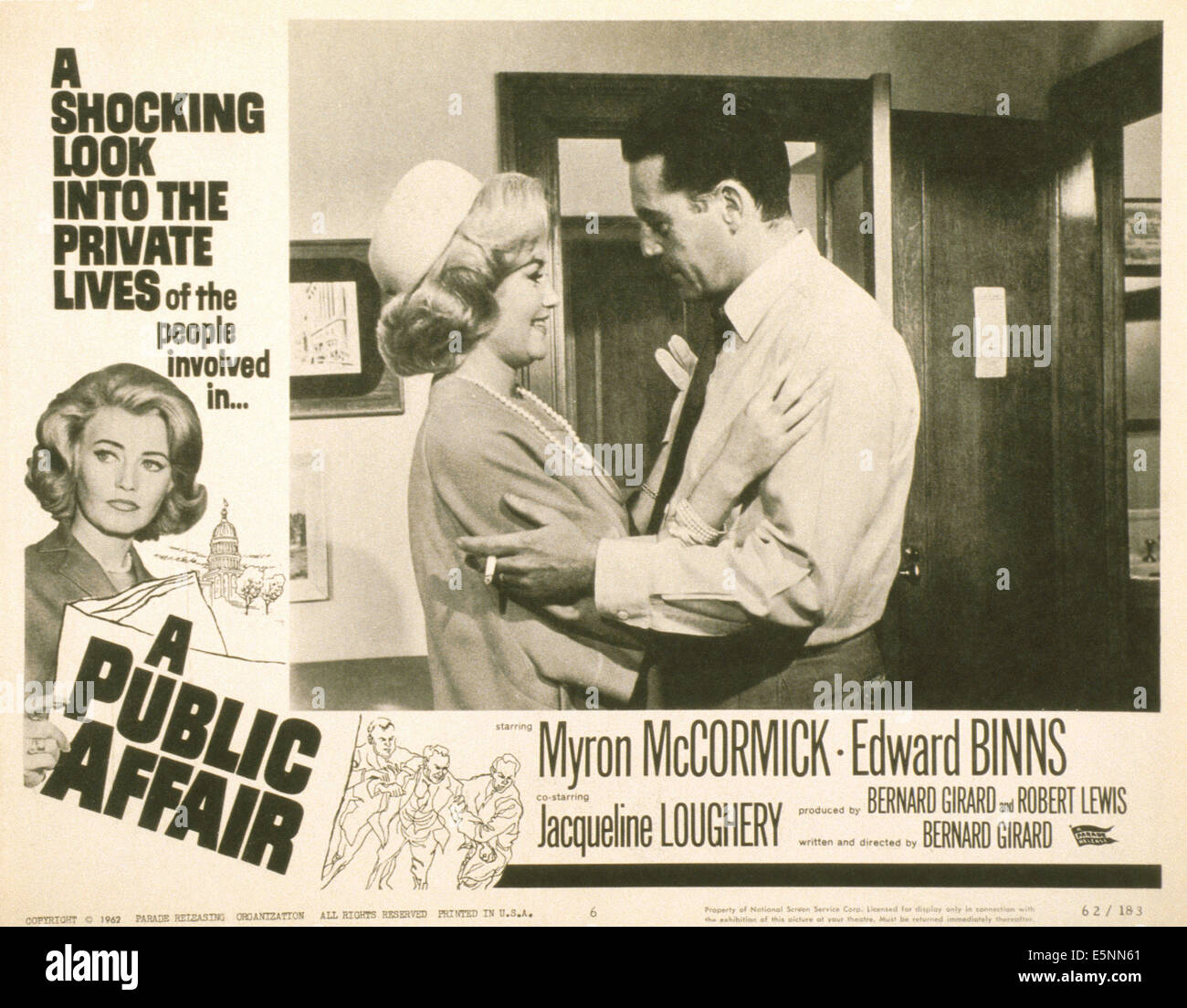 A PUBLIC AFFAIR, US poster, from left: Jackie Loughery (twice), Edward ...