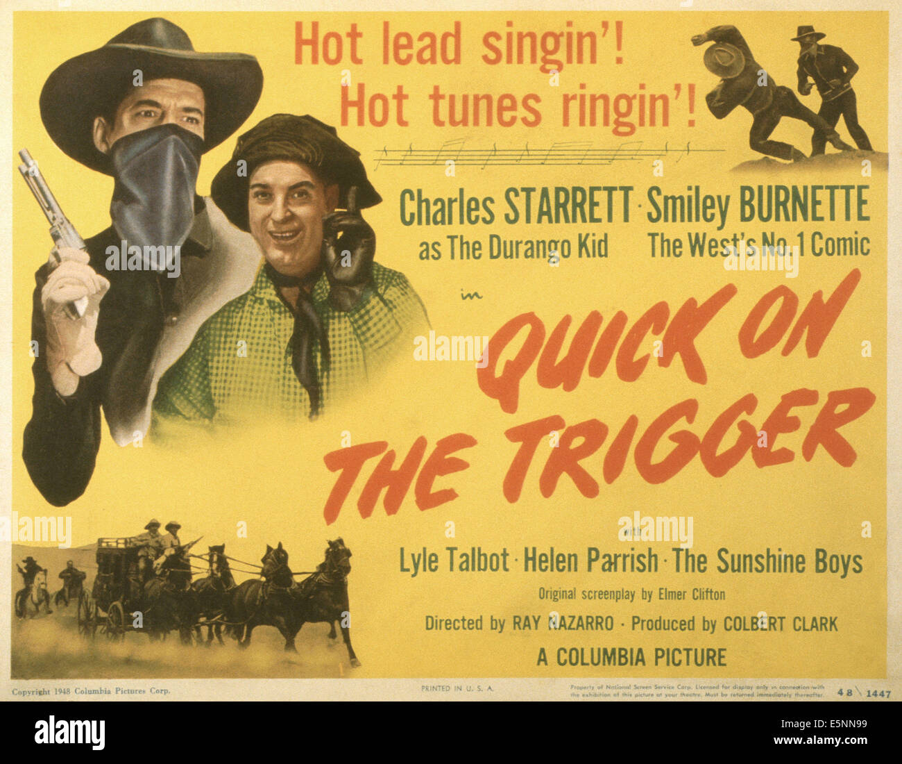 QUICK ON THE TRIGGER, US poster, from left: Charles Starrett, Smiley ...
