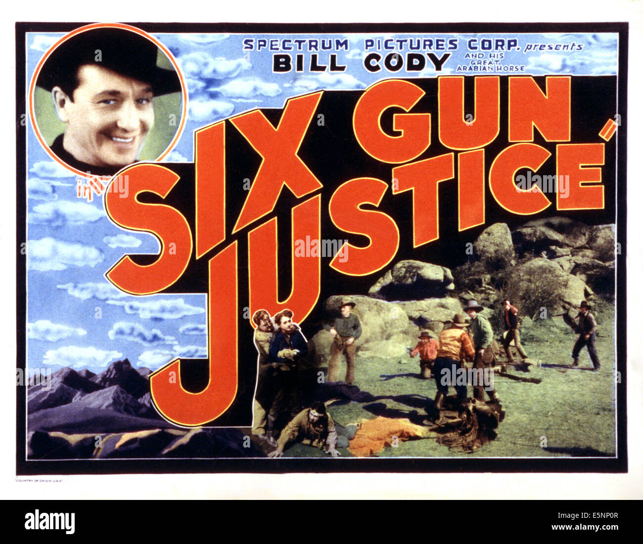 SIX GUN JUSTICE, top left corner: Bill Cody, 1935 Stock Photo - Alamy