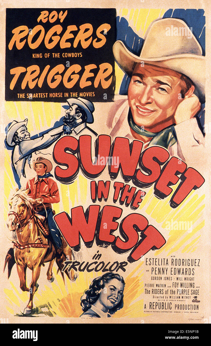 SUNSET IN THE WEST, US poster art, Roy Rogers, 1950 Stock Photo - Alamy