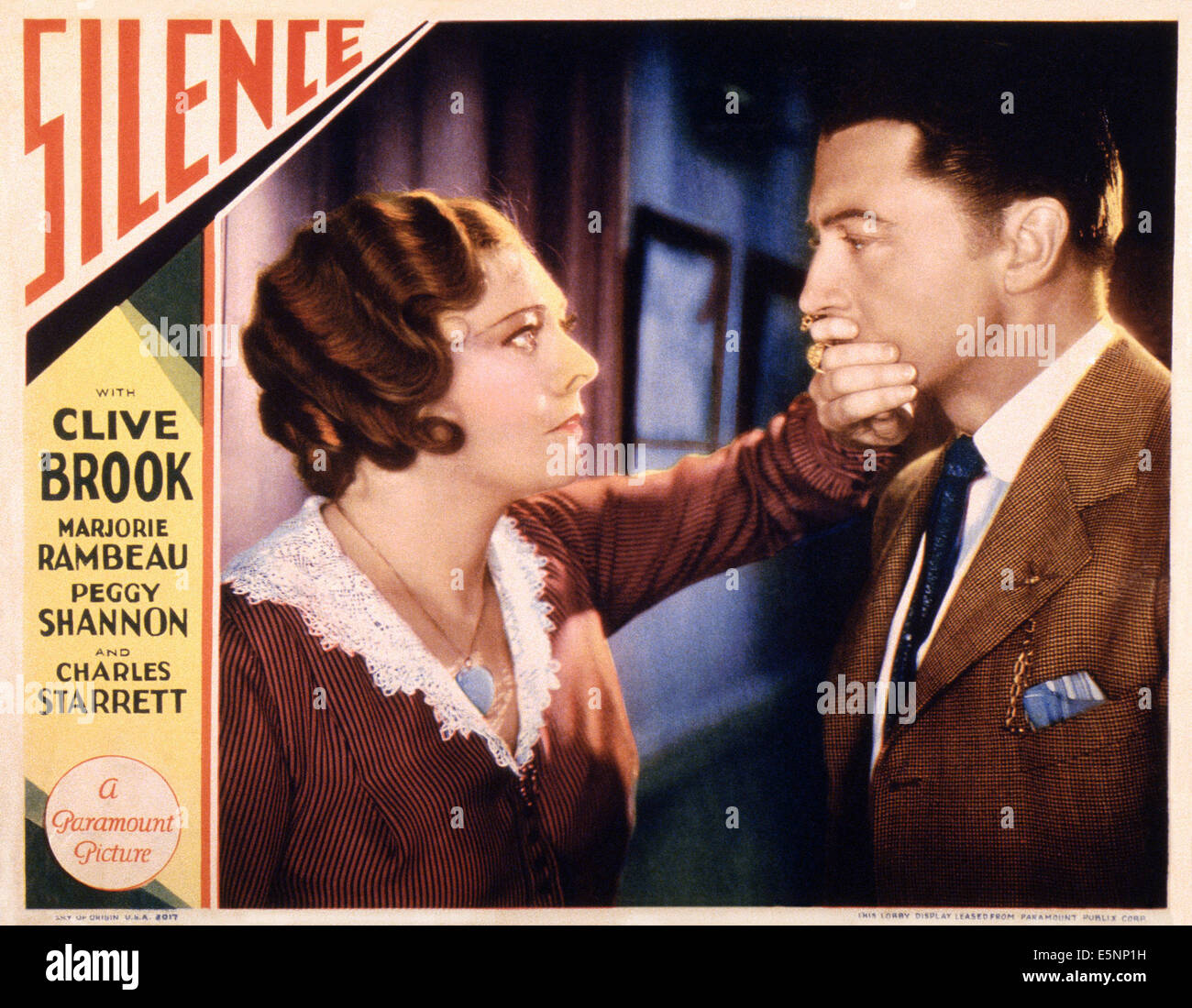 SILENCE, US lobbycard, from left: Marjorie Rambeau, Clive Brook, 1931 Stock Photo - Alamy