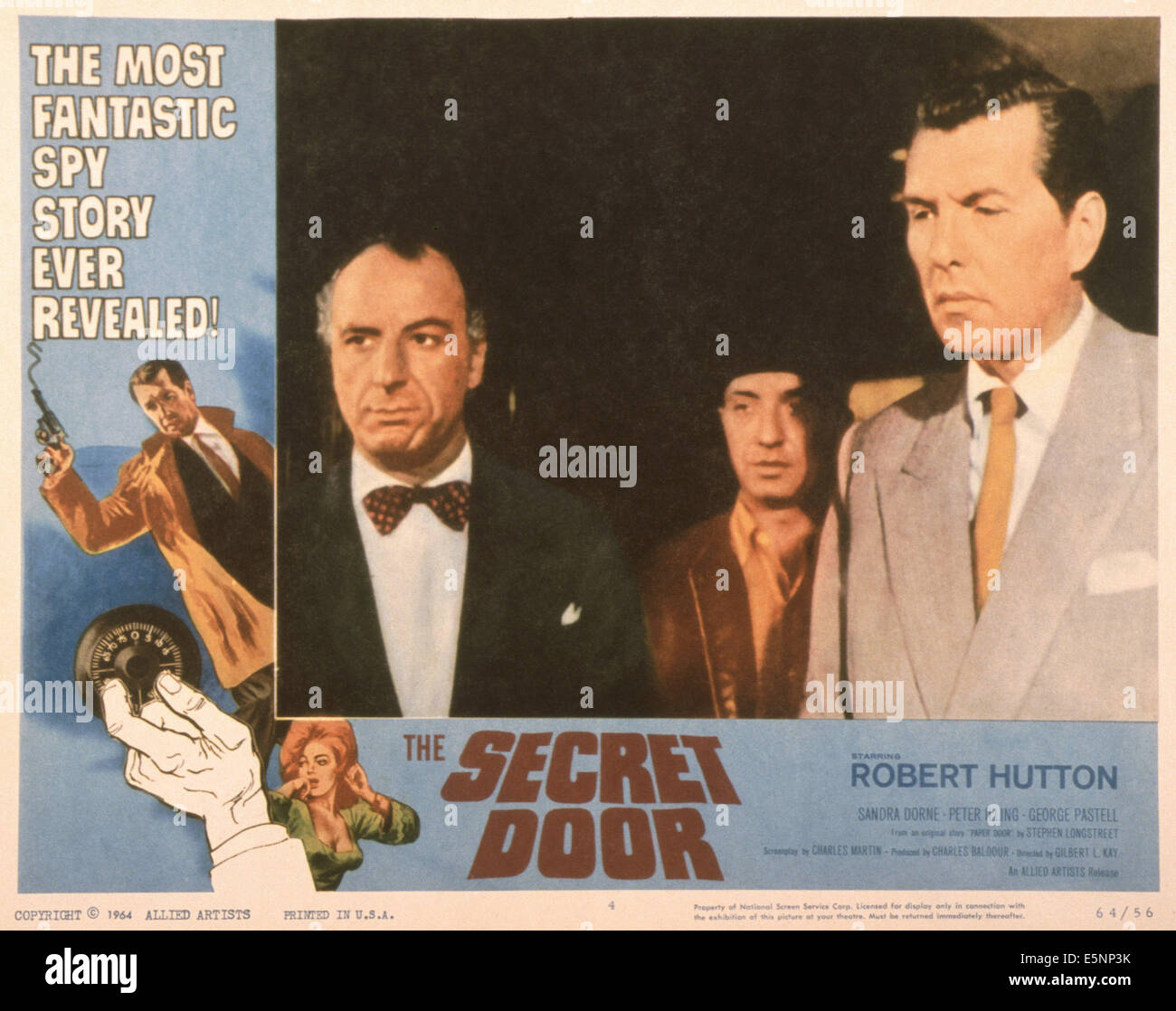 THE SECRET DOOR, US lobbycard, from left: Peter Illing, Robert Hutton ...
