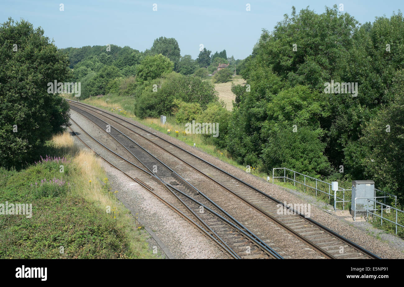 Railway tracks and passing loop from above Stock Photo - Alamy