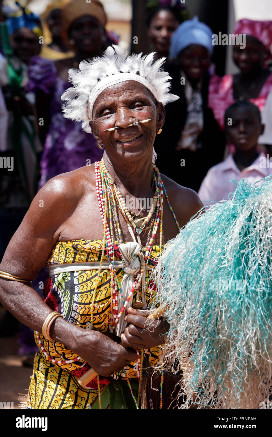 Woman wearing traditional dress during a christian sunday service in ...
