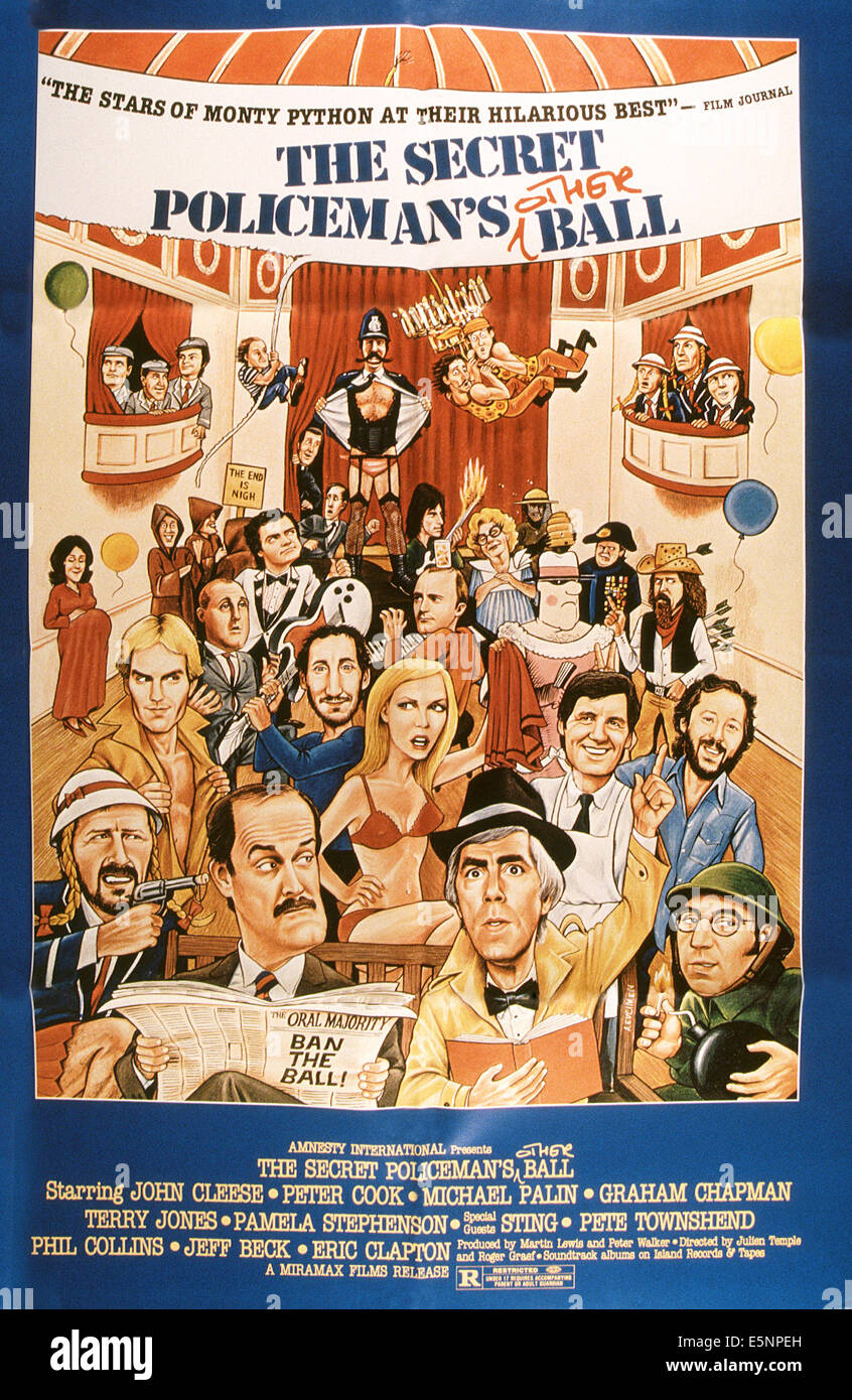 THE SECRET POLICEMAN'S OTHER BALL, US poster, front row from left ...