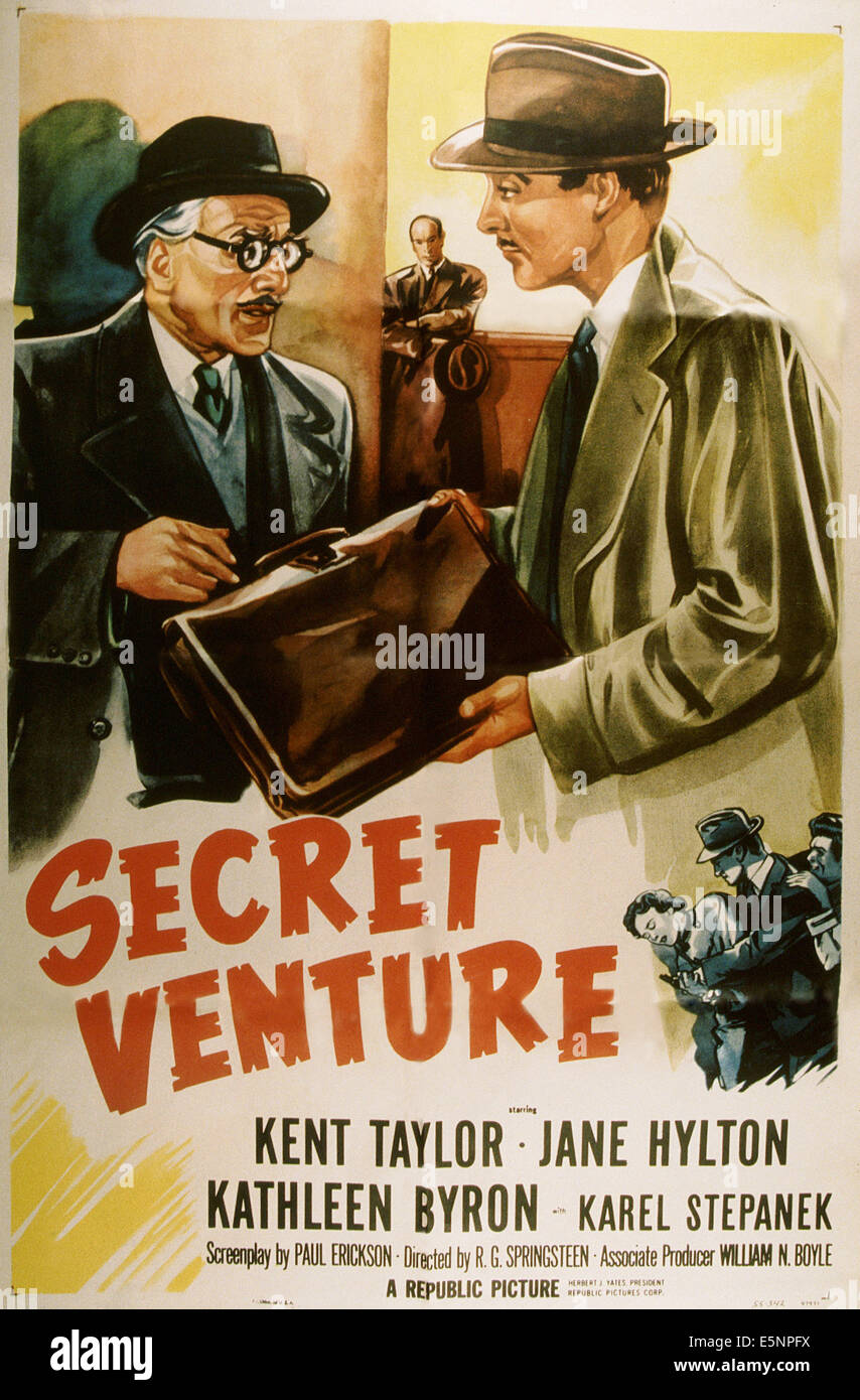 SECRET VENTURE, US poster, from left: Hugo Schuster, Kent Taylor, 1955 ...