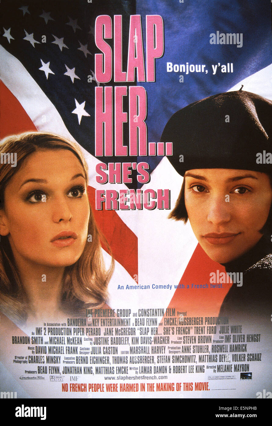 SLAP HER SHE'S FRENCH, US poster art, from left: Jane McGregor, Piper ...
