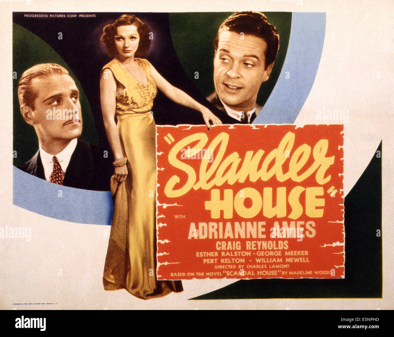 SLANDER HOUSE, US lobbycard, from left: George Meeker, Adrienne Ames ...
