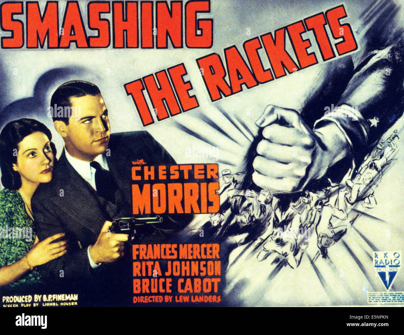 SMASHING THE RACKETS, l-r: Frances Mercer, Chester Morris on title card ...