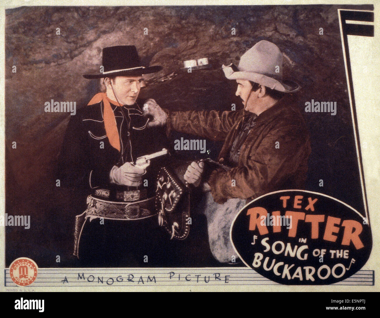 SONG OF THE BUCKAROO, US lobbycard, from left: Tex Ritter, Charles King ...
