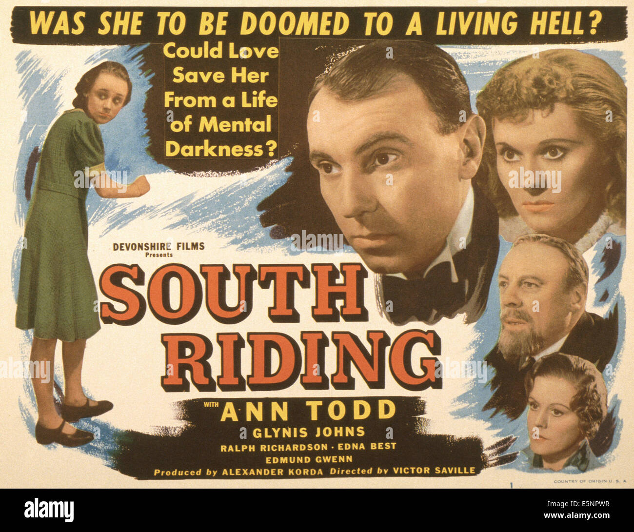 SOUTH RIDING, US poster, from left: Glynis Johns, Ralph Richardson, Ann ...