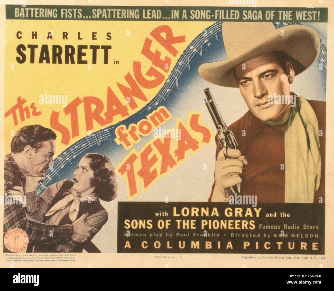 THE STRANGER FROM TEXAS, US poster, from left: Dick Curtis, Lorna Gray ...