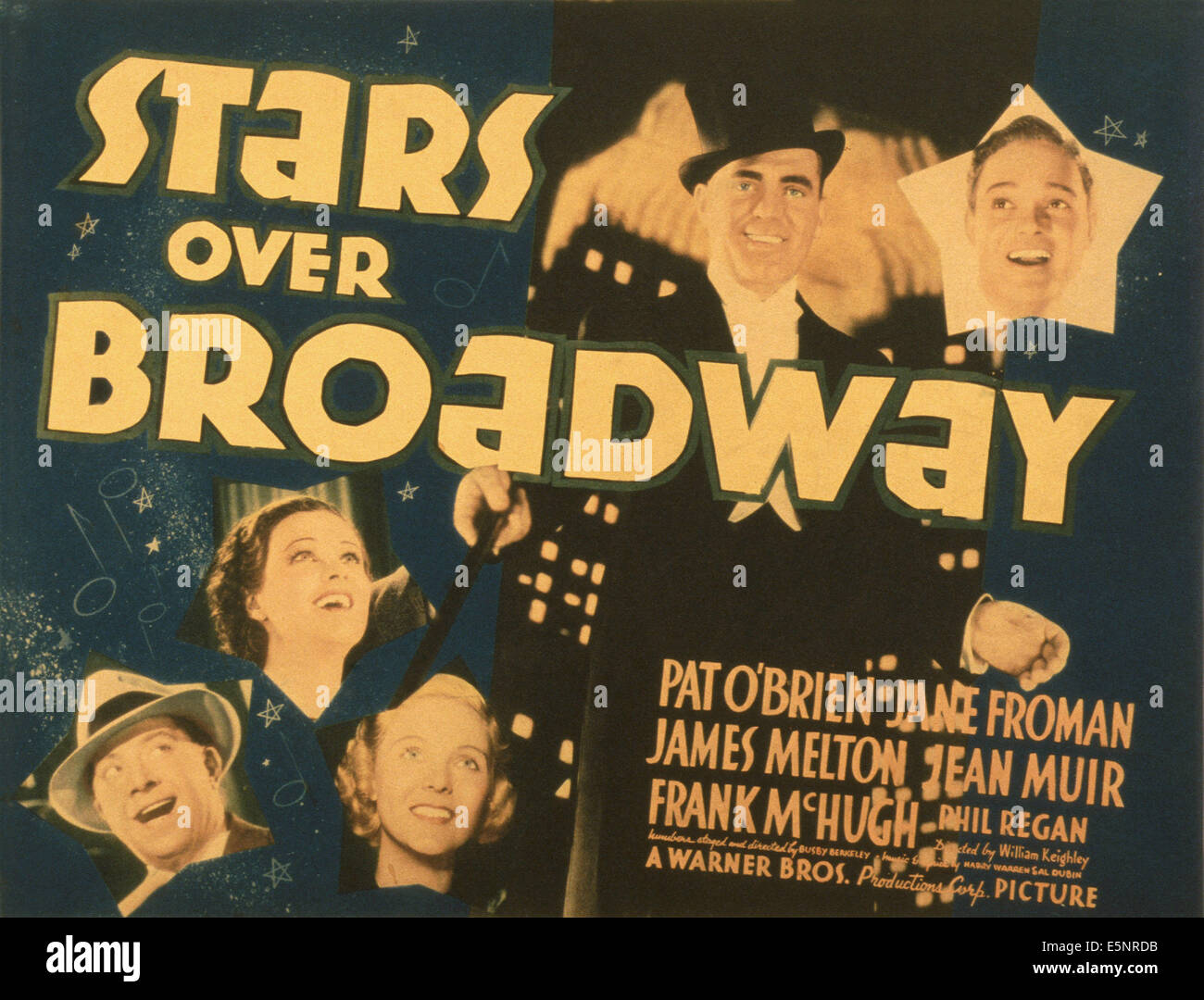 STARS OVER BROADWAY, US poster, top from left: Pat O'Brien, James ...