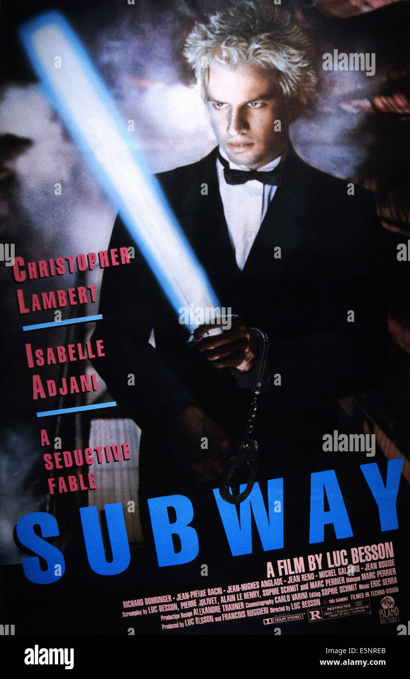 SUBWAY, US poster art, Christopher Lambert, 1985, ©Island Pictures ...