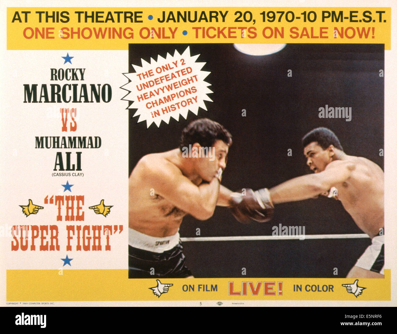 THE SUPER FIGHT, US advance lobbycard, from left: Rocky Marciano ...