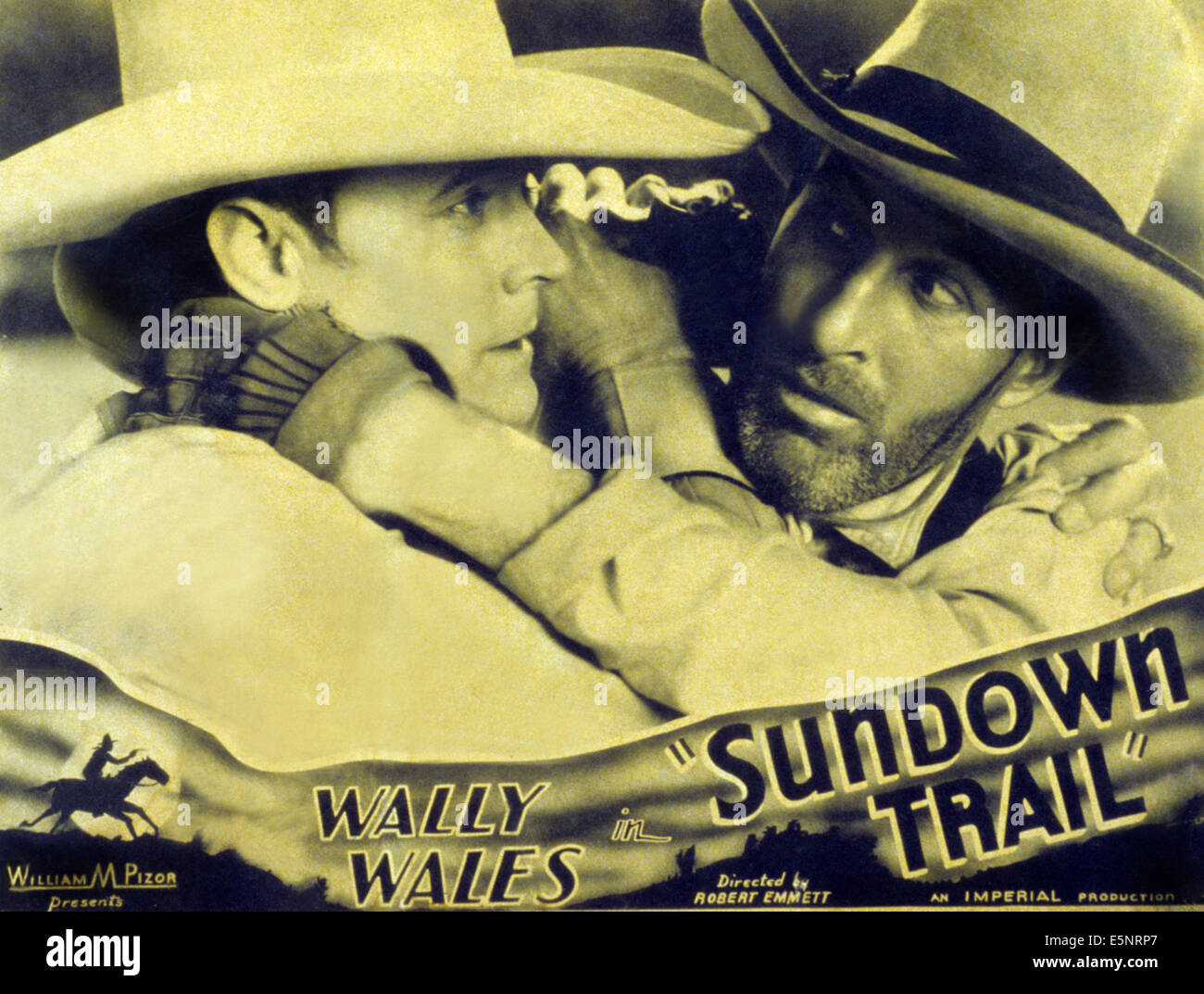 SUNDOWN TRAIL, left: Wally Wales, (aka Hal Taliaferro) on lobbycard ...