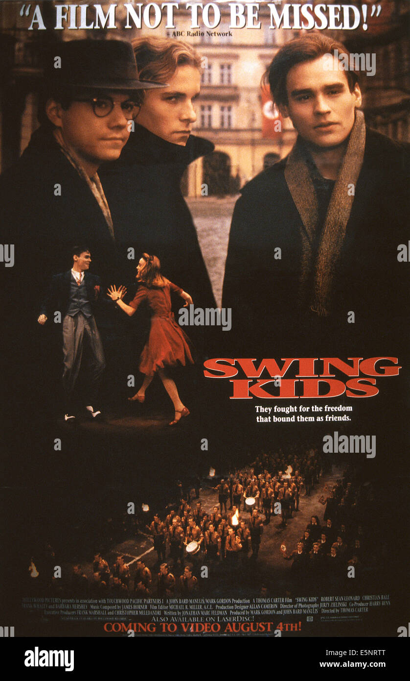 SWING KIDS, US poster, top from left: Frank Whaley, Christian Bale ...