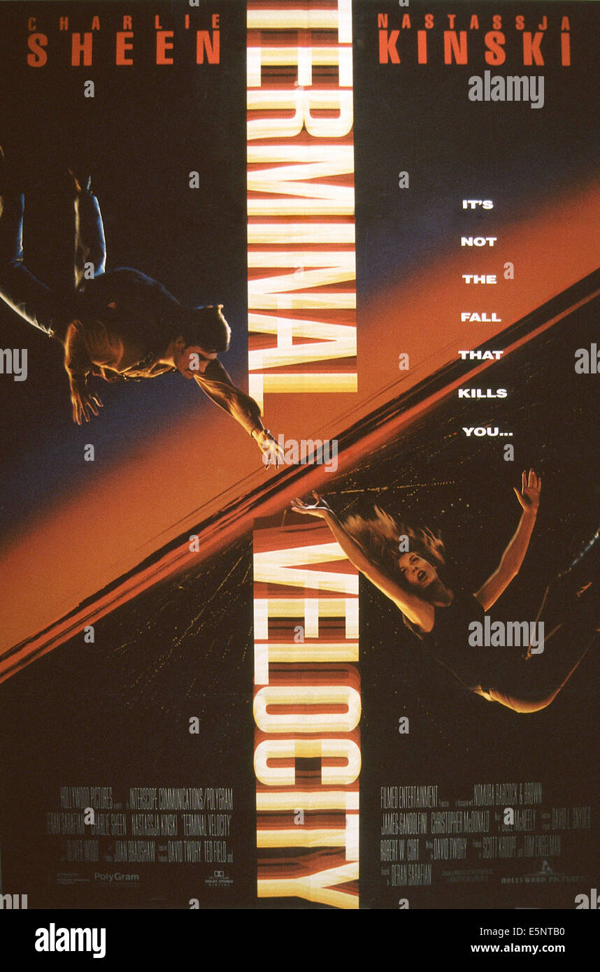 TERMINAL VELOCITY, US poster, from left: Charlie Sheen, Nastassja ...