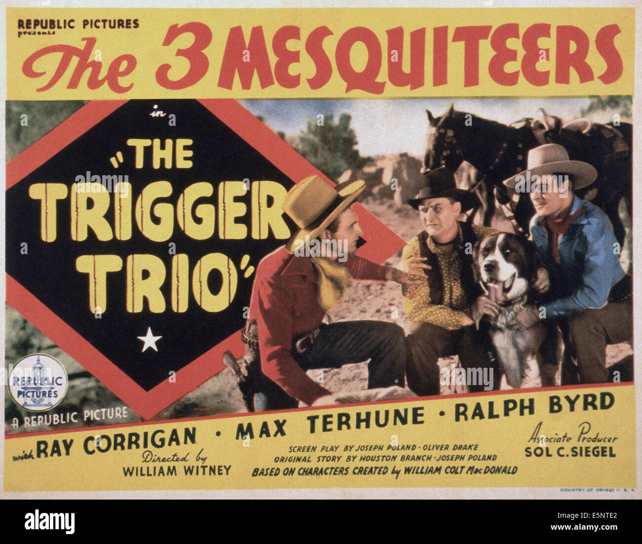 THE TRIGGER TRIO, US lobbycard, from left: Ray Corrigan, Max Terhune ...