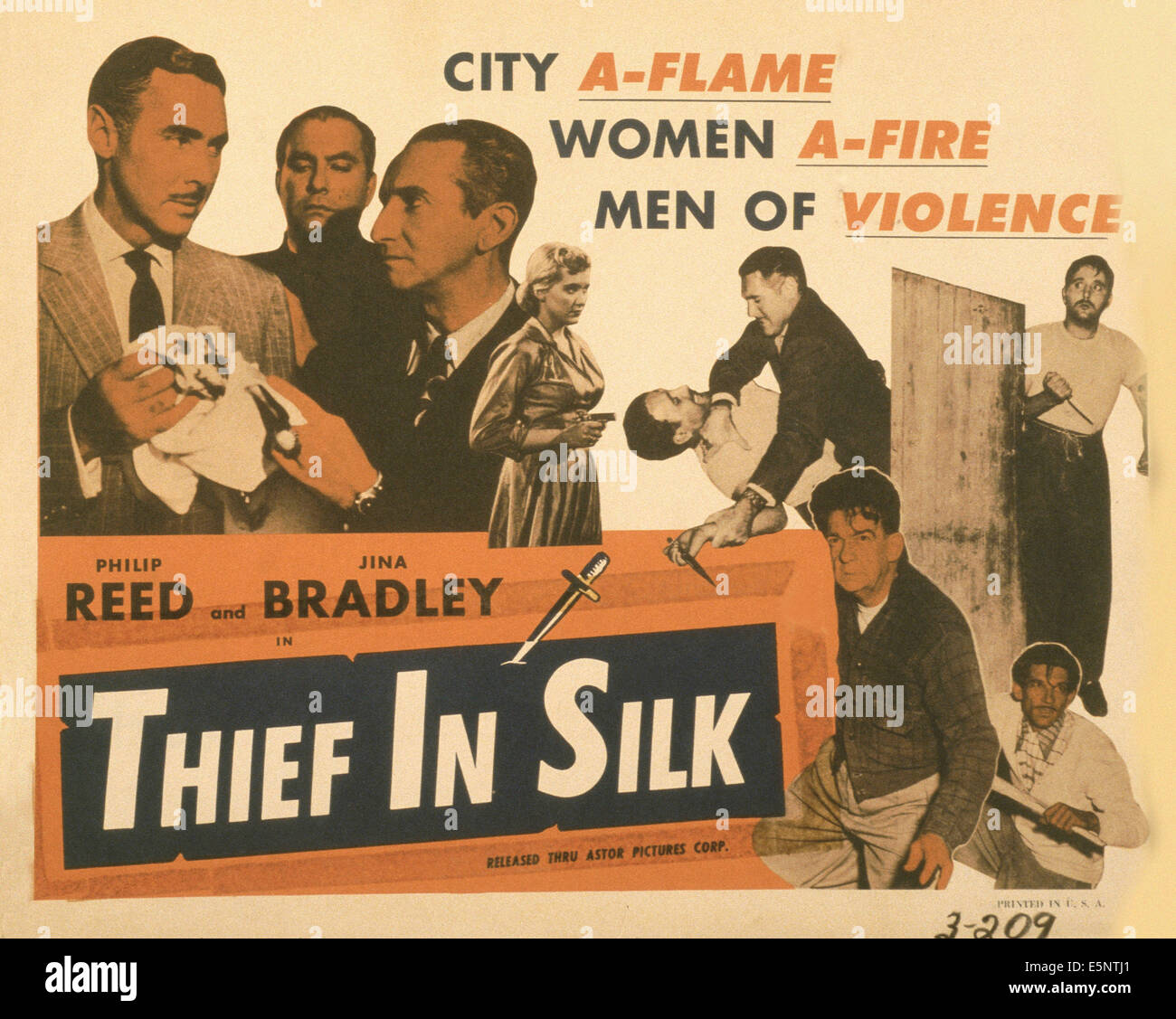 THIEF IN SILK, US poster, Phillip Reed (left), Jean Bradley (gun), 1953 ...